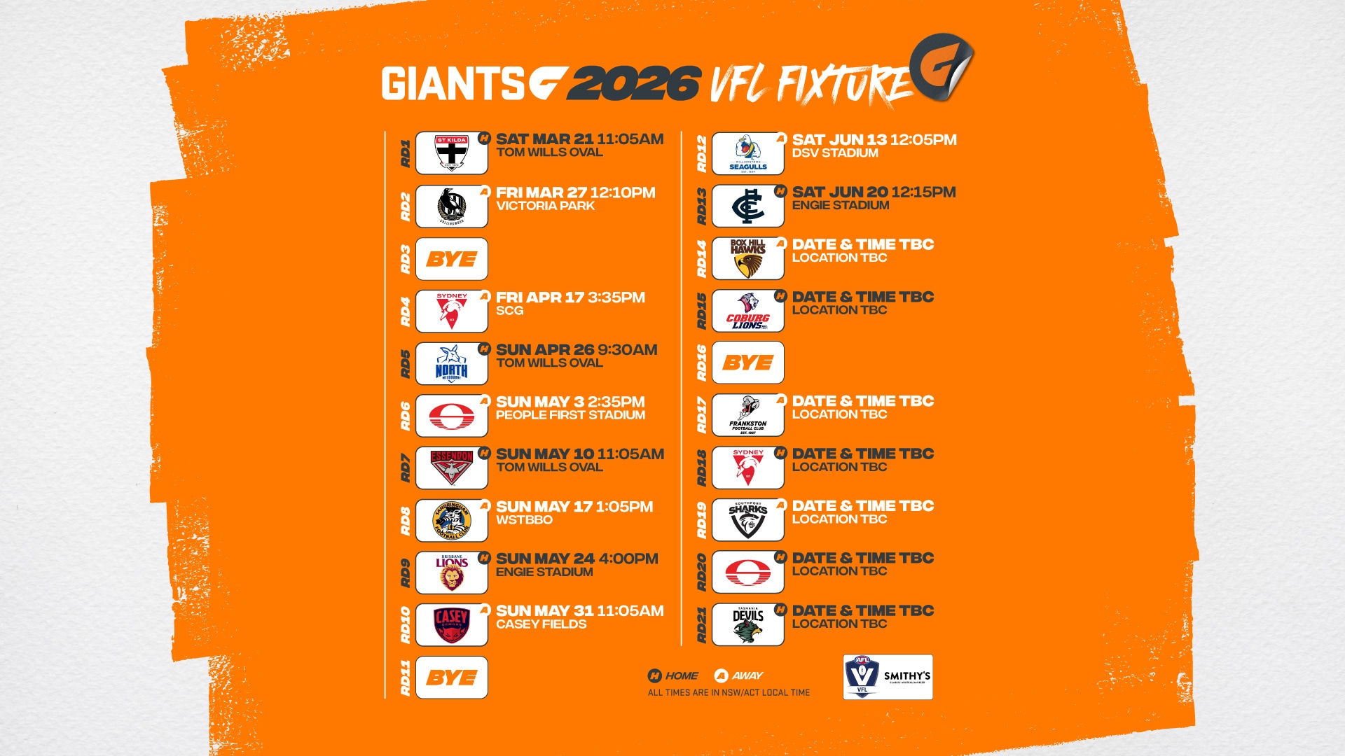 GIANT Curtain Raisers Headline 2026 VFL Fixture